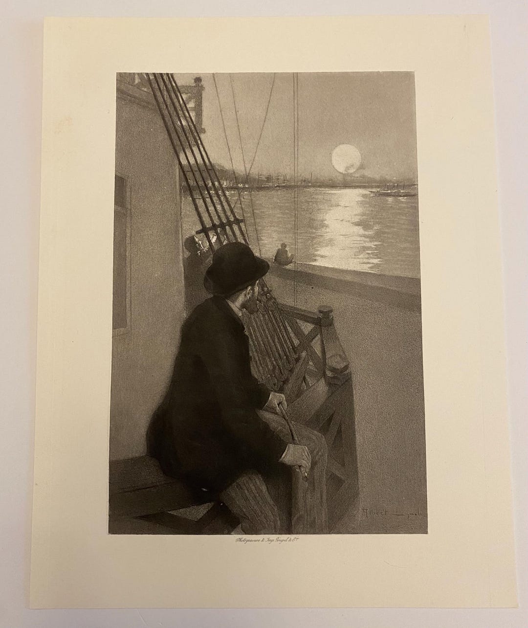 1880s Man on Ship Antique Engraving Print 1889 Book Illustration ...