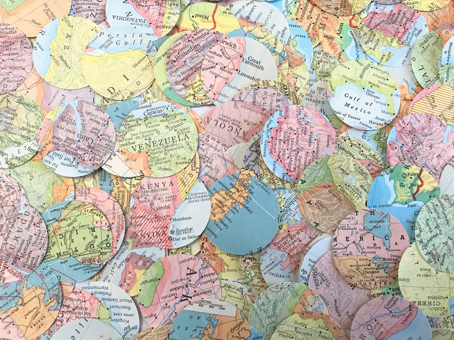 Map Circles 1-1/2 Inch 100 Cut From Vintage Atlas World Maps - Etsy