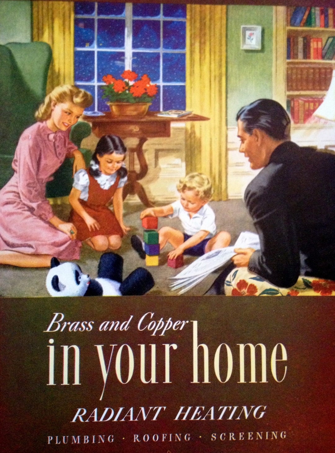 1945 Living Room Family Illustration Home Appliance Magazine Cover - Etsy