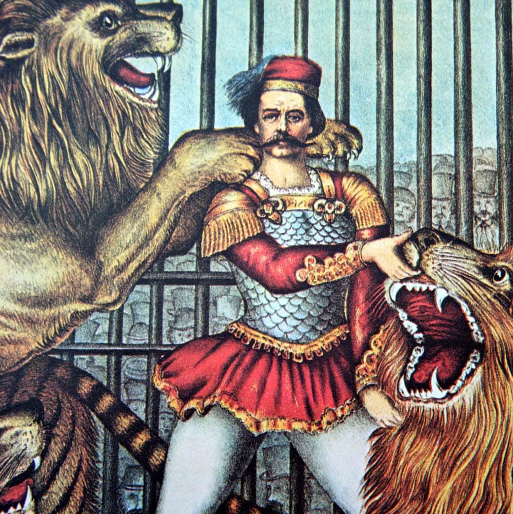 LION TAMER Vintage Circus Póster Tamaño Libro Página Póster Impresión ...