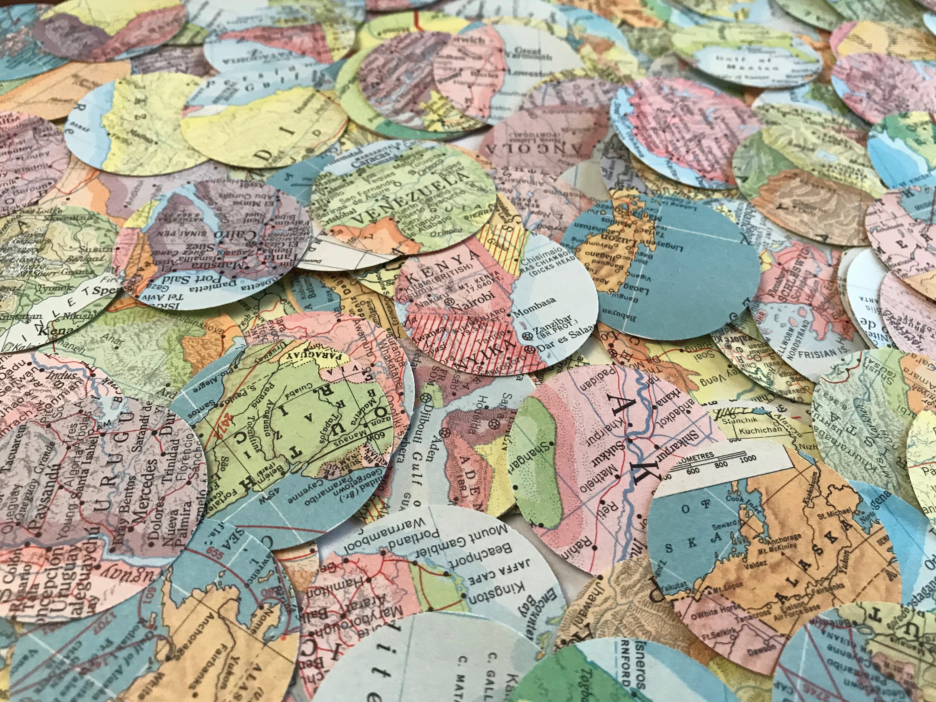 Map Circles 1-1/2 Inch 100 Cut From Vintage Atlas World Maps - Etsy