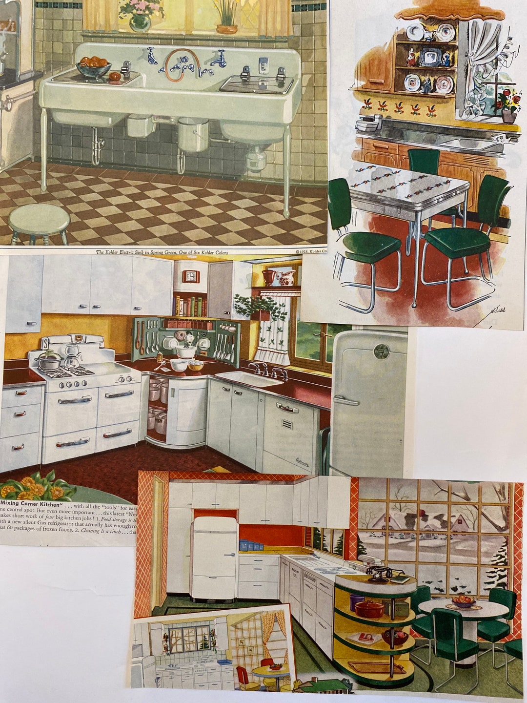 Vintage KITCHEN Illustrations Home Furnishings Magazine Cuts Fun and ...