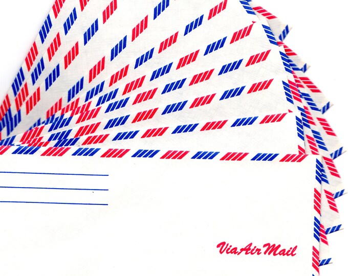 Set of 10 Air Mail Envelopes 10 Vintage via Airmail Small Envelopes Red ...