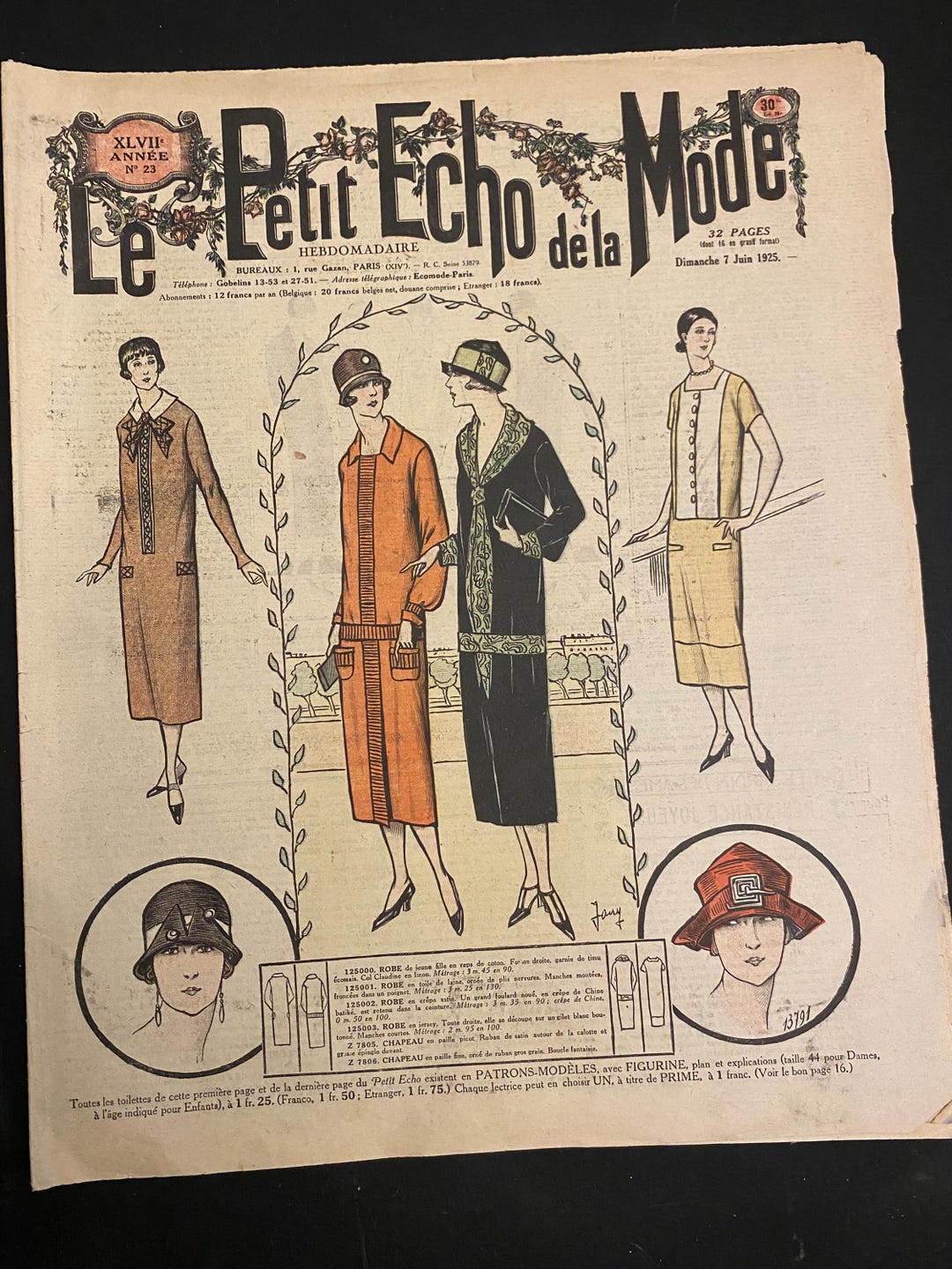 20s French Fashion Magazine Le Petit Echo De La Mode June 1925 - Etsy