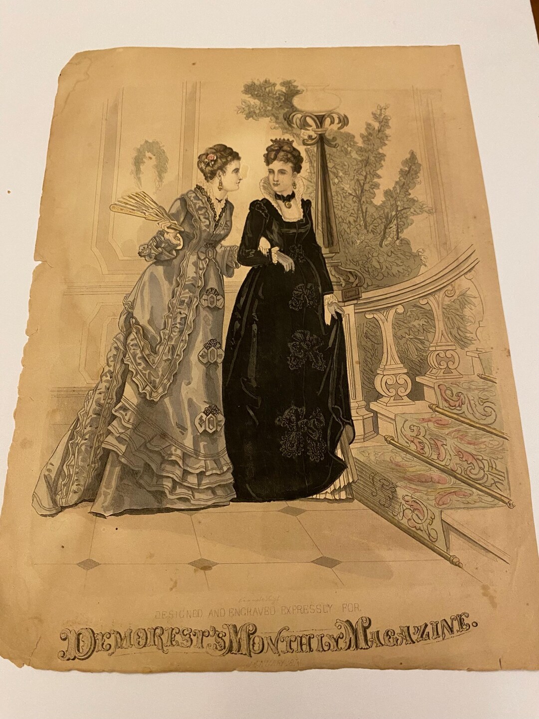 Antique Fashion Print January 1874 Original 150 Year Old Magazine Print ...