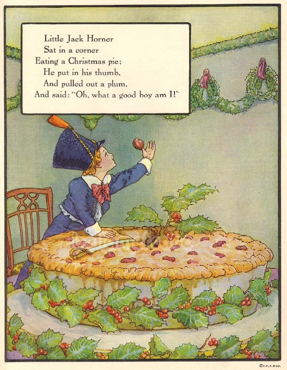 1921 Little Jack Horner Color Plate Mother Goose Nursery Rhyme | Etsy