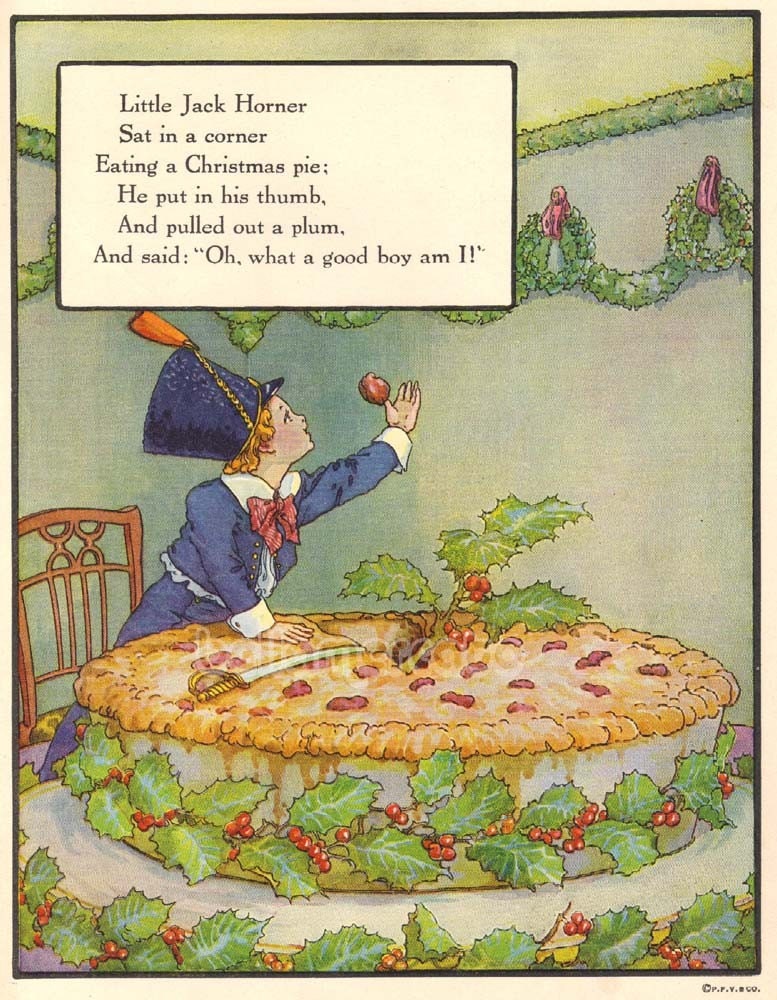 1921 Little Jack Horner Color Plate Mother Goose Nursery Rhyme ...