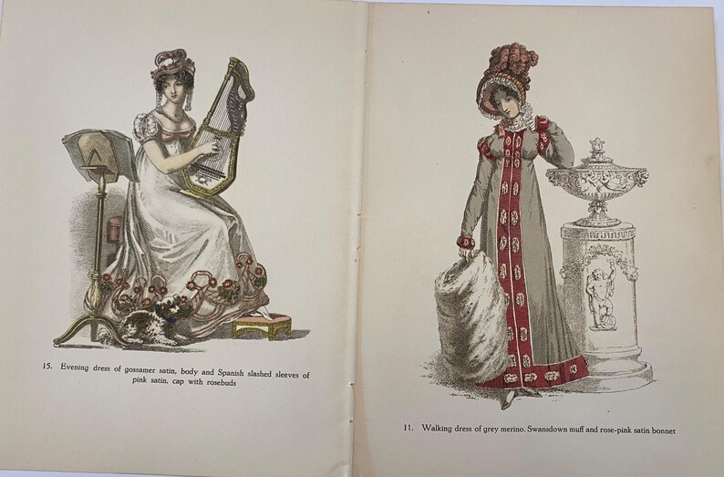 Jane Austen Era Fashion Prints 1790-1822 Costumes Vintage 1940s Book Color Plates - Etsy
