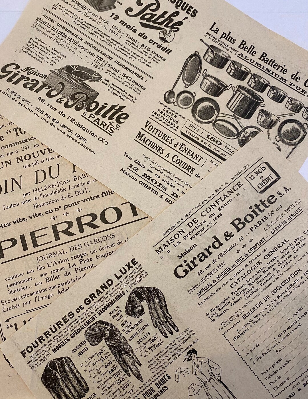 1920s Paris Vintage Advertisements Three Pages Pots Pans Furs ...