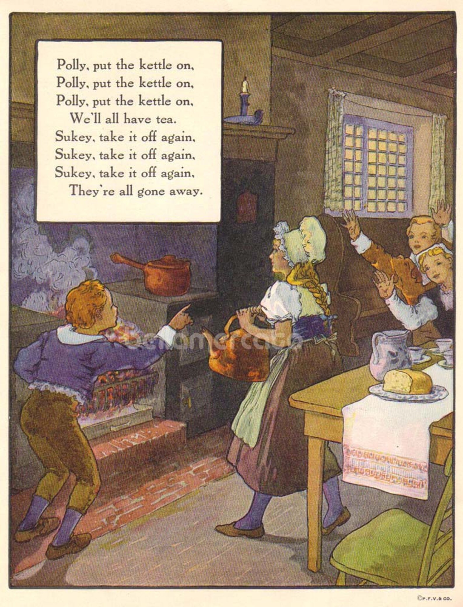 1920s Mother Goose Polly Put the Kettle on Print Illustration - Etsy