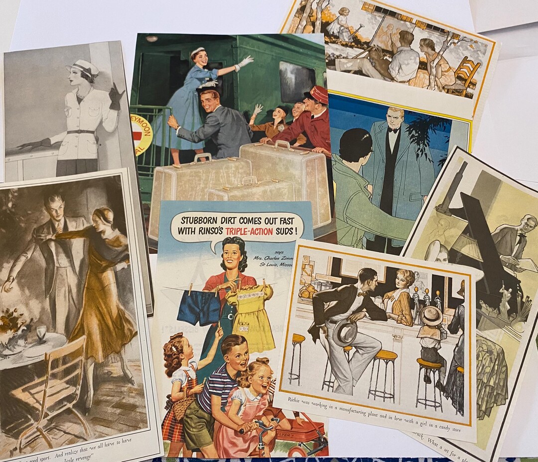 Vintage Illustrations Magazine Cuts Fun and Colorful Illustrations ...