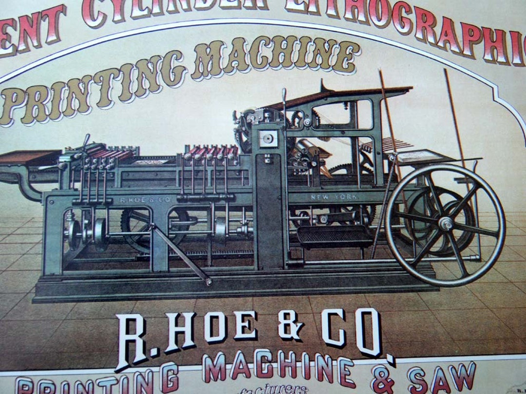 Vintage Advertising Poster Size Book Plate 1870s Lithographic Printing ...