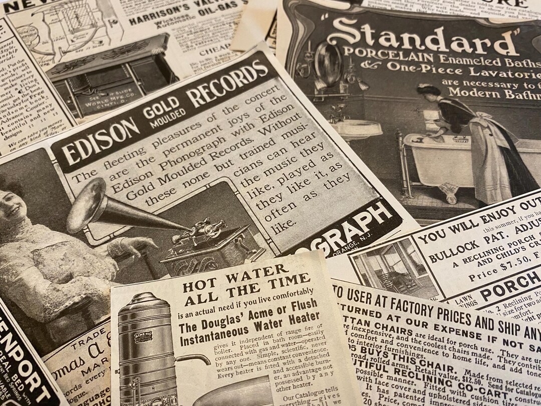 Early 1900's Magazine Ads -9 Small Cuts Advertisements Black and White ...