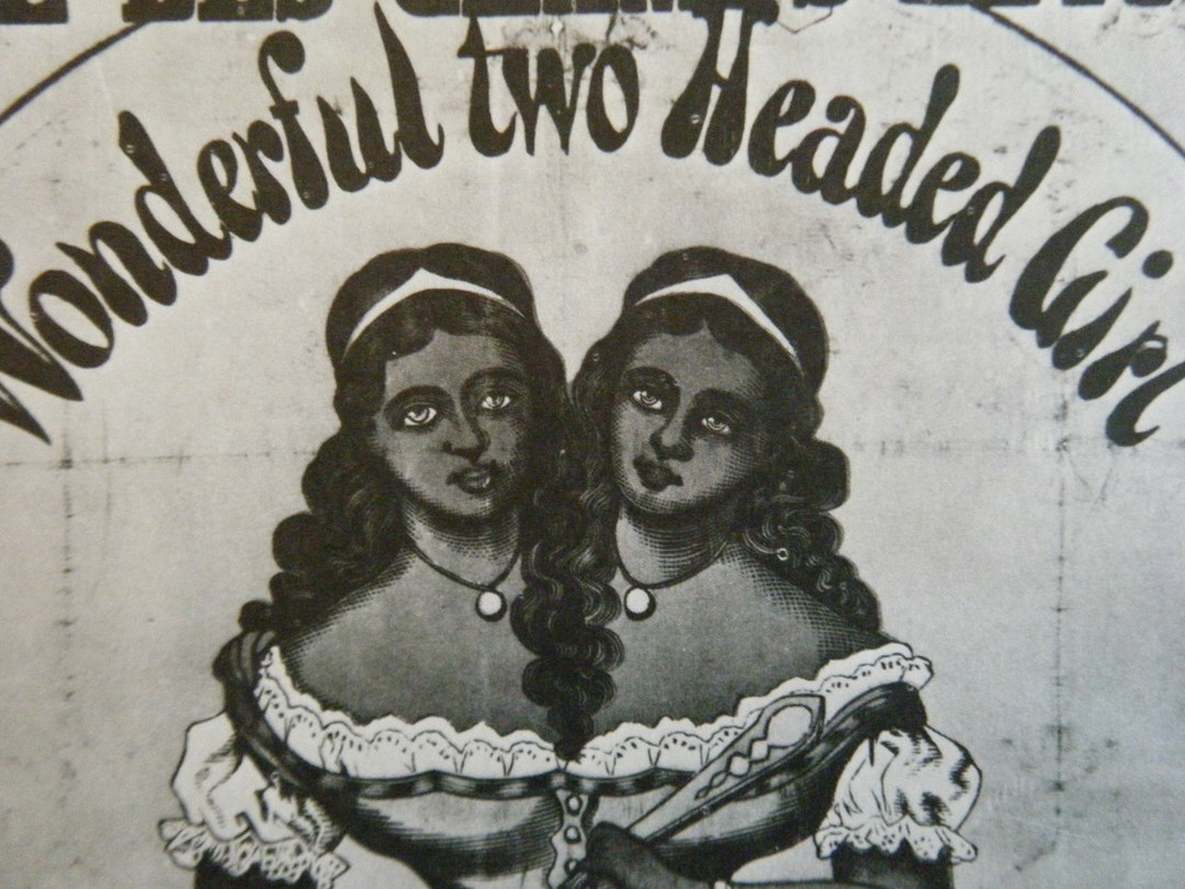Vintage Two Headed Girl Circus Poster, Black and White Print - Etsy