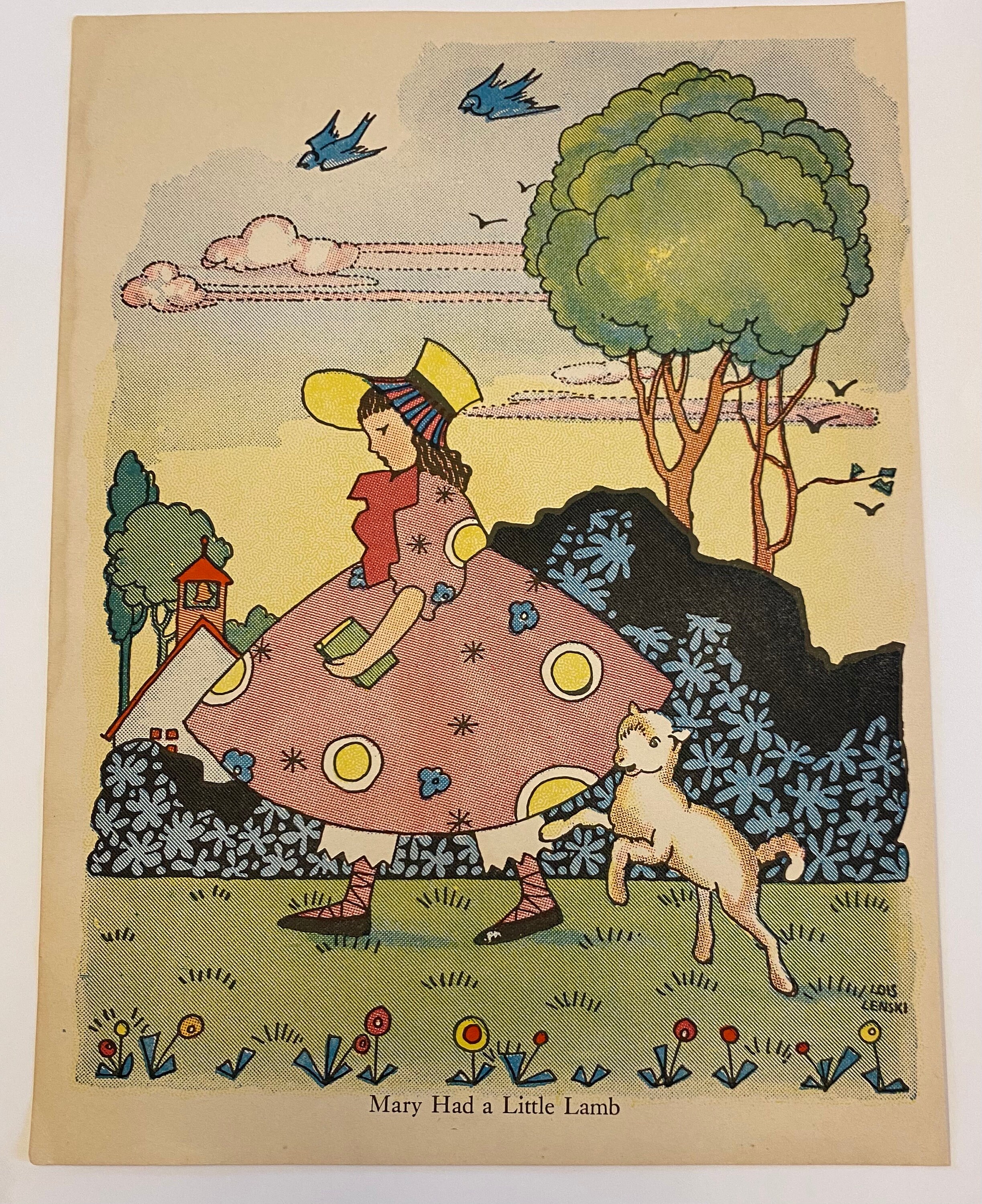 Mary Had a Little Lamb A Lois Lenski Vintage Book Page Illustration ...