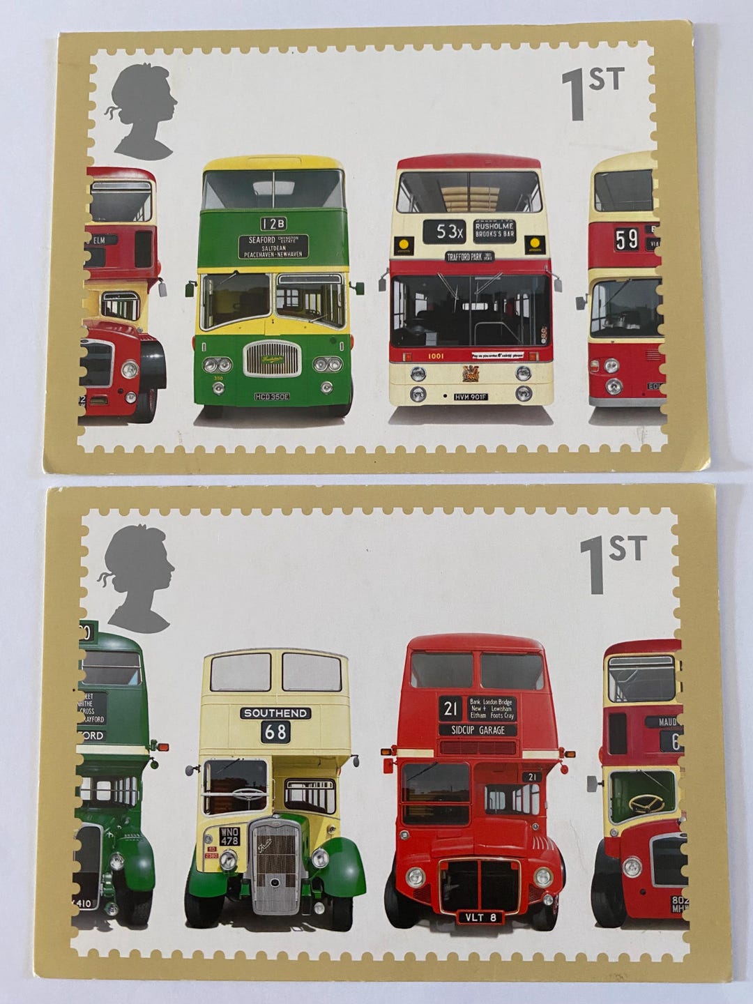 Double Decker Buses Classic British Postcards Royal Mail Stamp Card ...