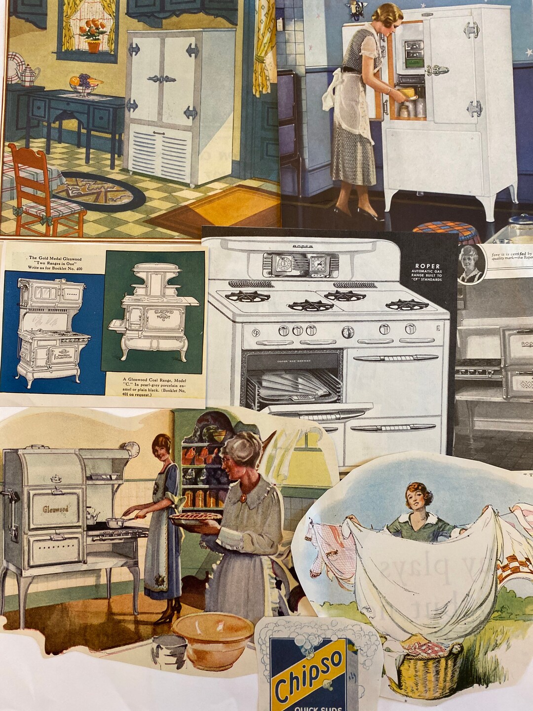 Vintage Kitchen Illustrations Home Furnishings Magazine Cuts Fun and ...