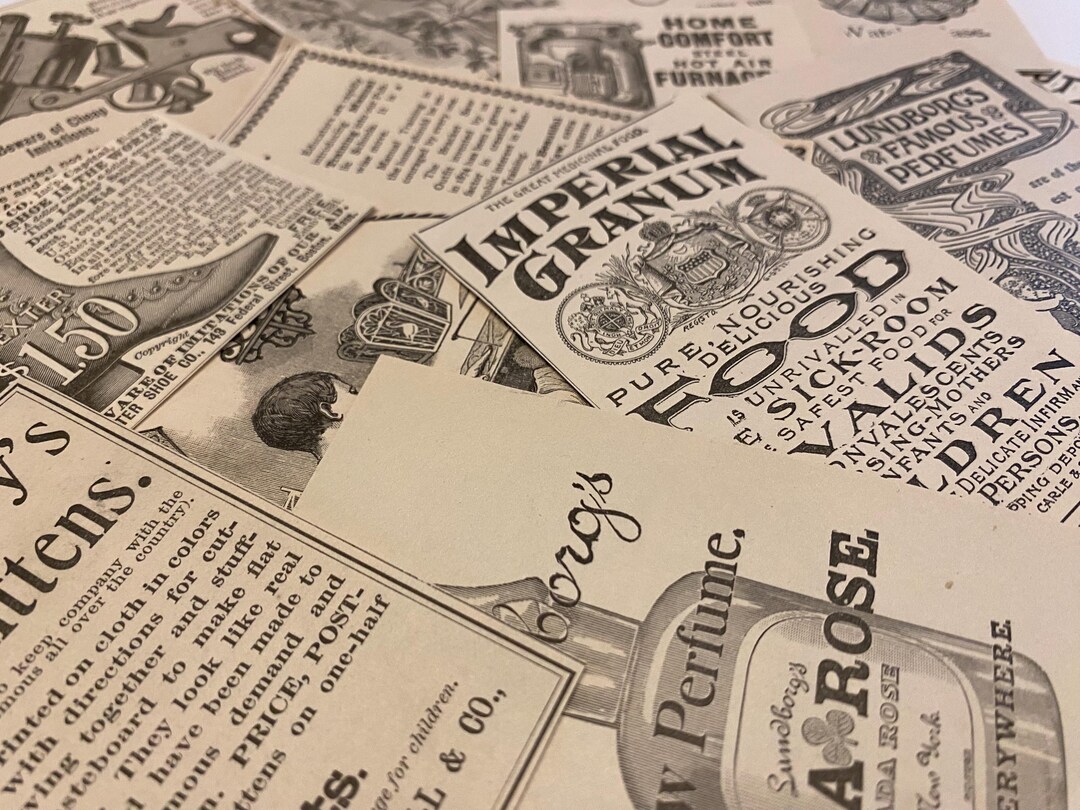 1890's Magazine Ads -12 Cuts Advertisements Black and White Ephemera - Etsy