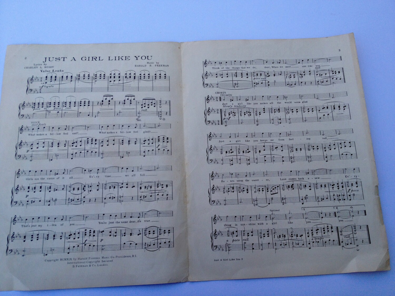 1919 Vintage Sheet Music Just A Girl Like You Coversilent Film Actress ...