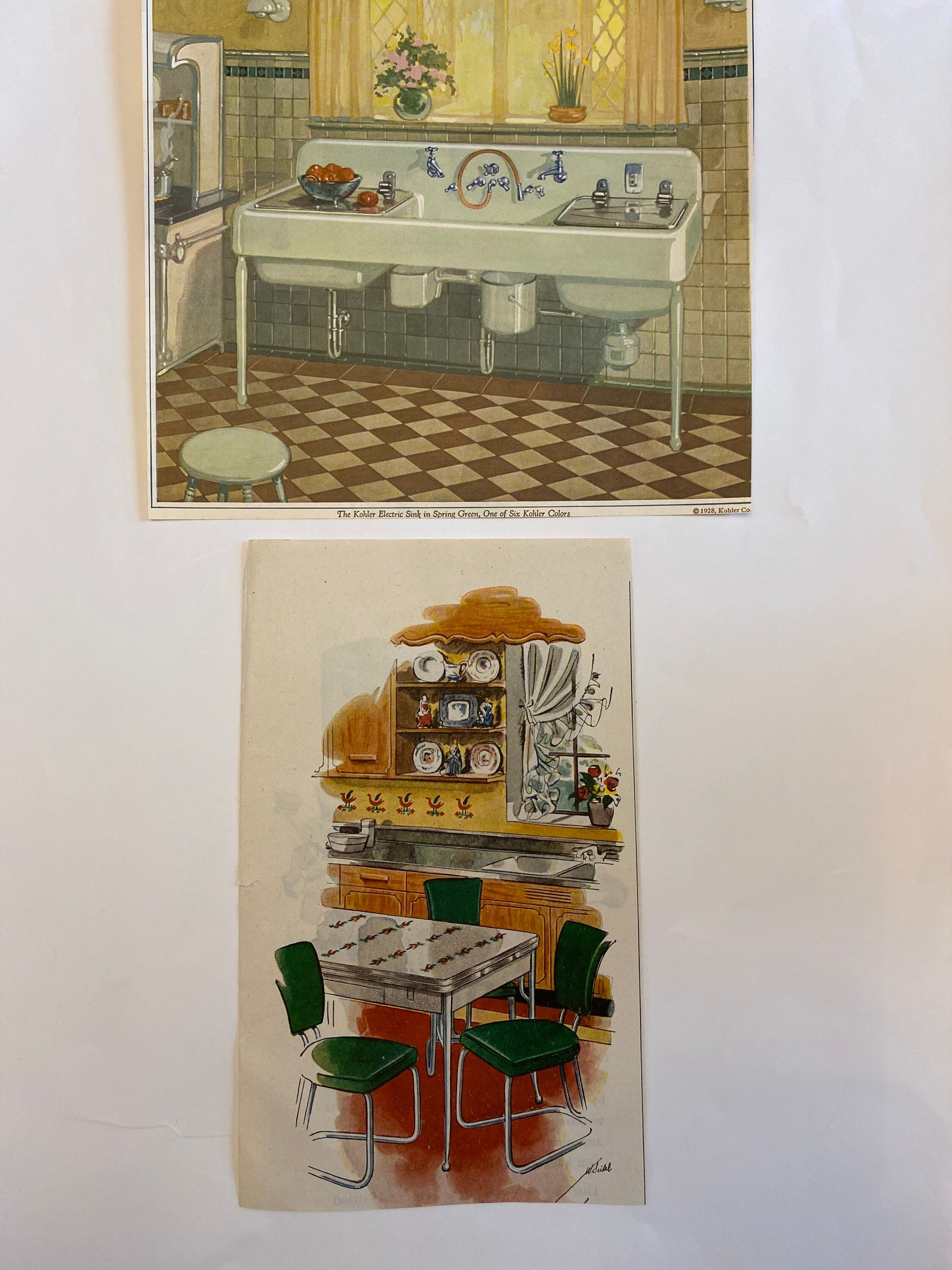 Vintage KITCHEN Illustrations Home Furnishings Magazine Cuts Fun and ...