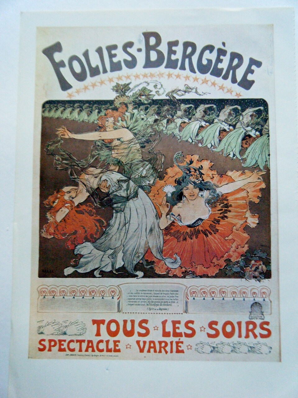 Folies Bergere Tous Les Soirs Spectacle Varie Vintage Poster | Etsy