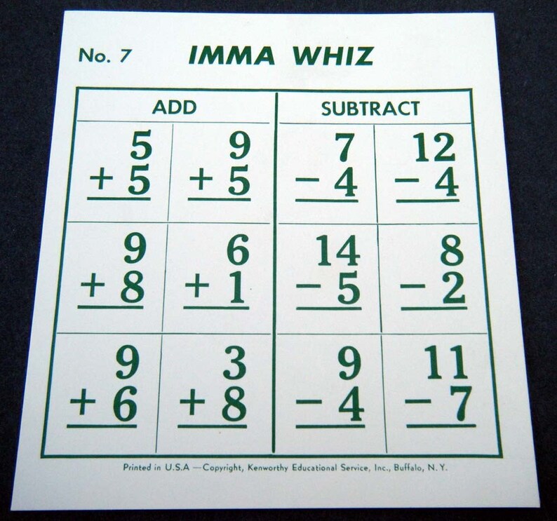 IMMA WHIZ Vintage Math Flash Cards for Mixed Media | Etsy