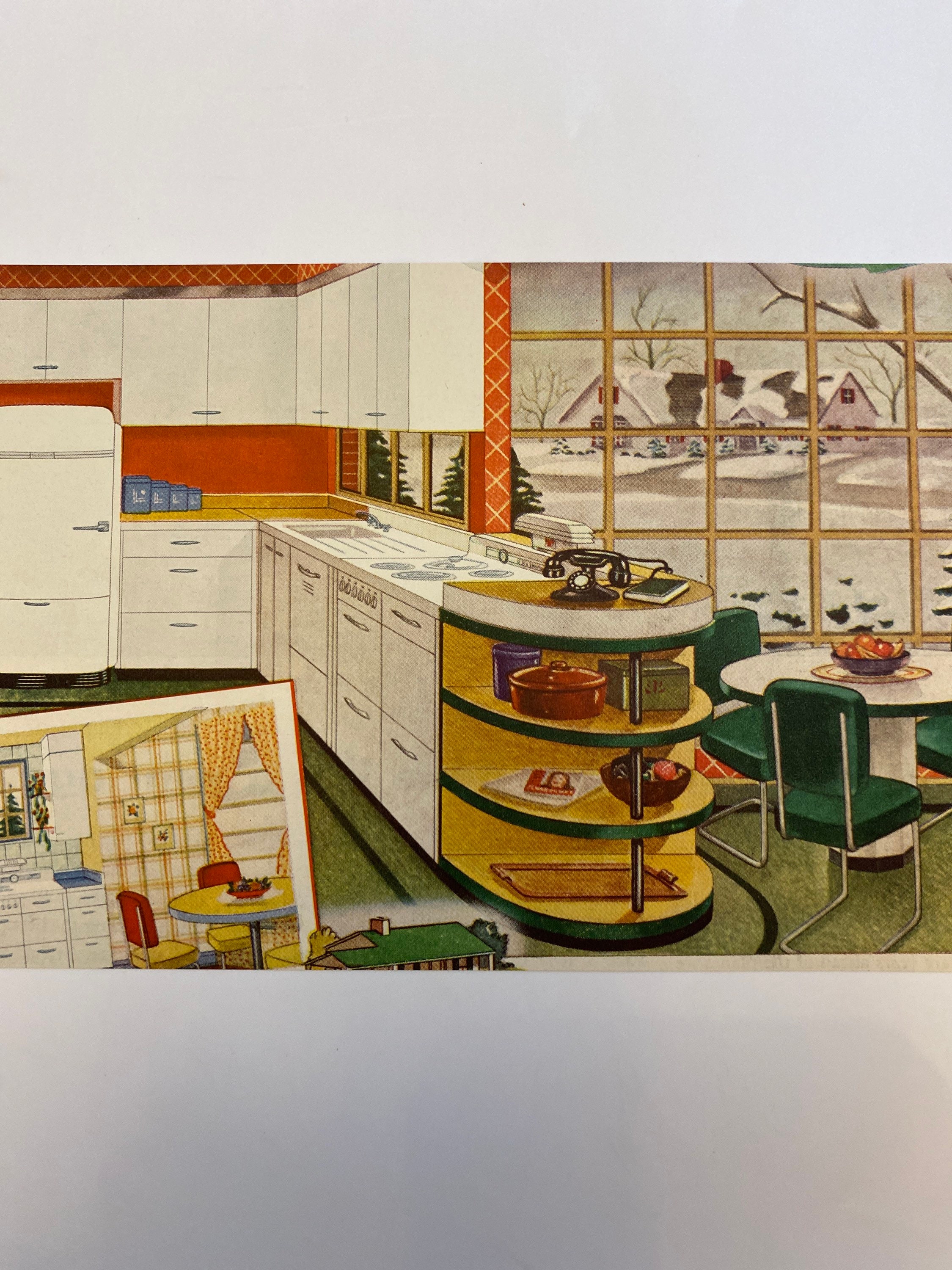 Vintage KITCHEN Illustrations Home Furnishings Magazine Cuts Fun and ...