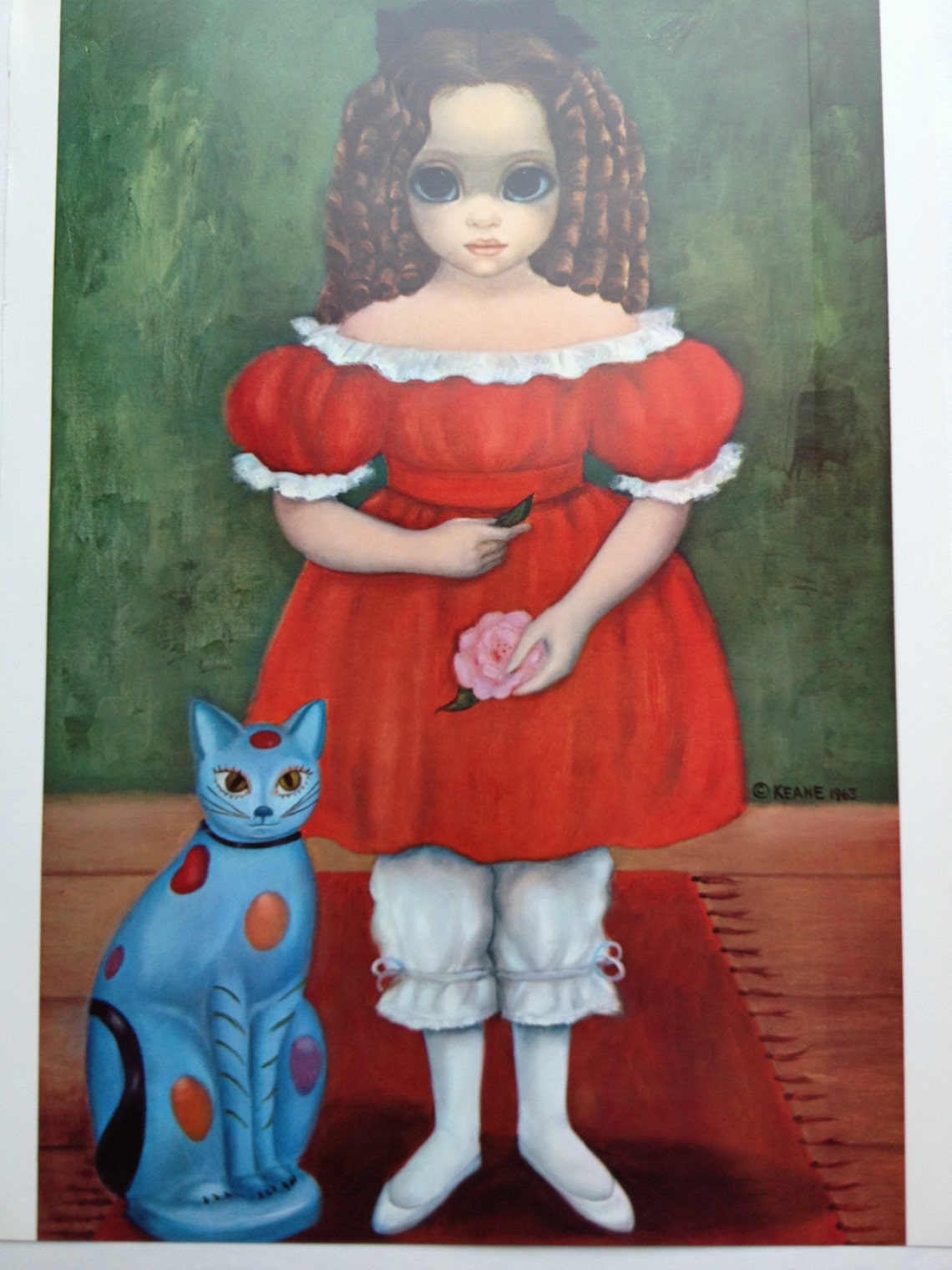 Calico Cat Big Eye Margaret Keane 1960s Reproduction Lithograph Print 9 ...