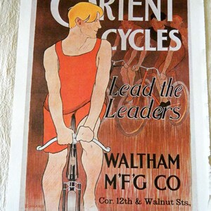 Vintage Bicycle Poster 1900s Orient Cycles / Clement Bicycles Poster ...