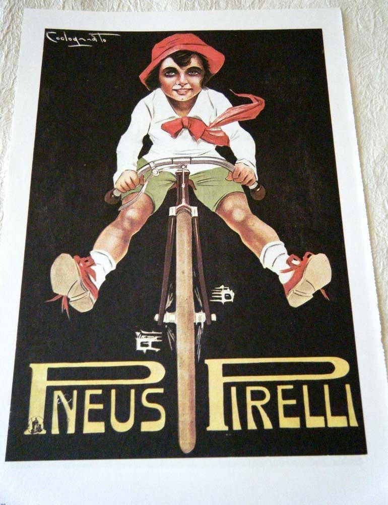 Vintage Bicycle Poster Print 1900s Victoria Bicycles / Pirelli Tires ...