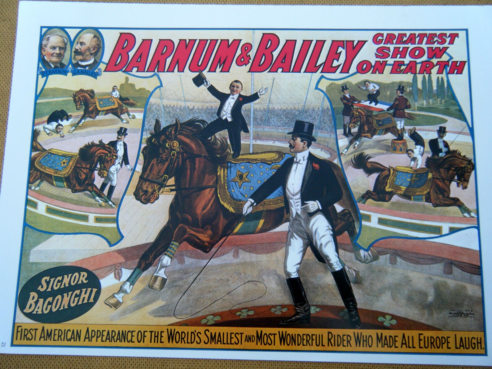 Worlds Smallest Horseback Rider Vintage Circus Poster Size Book Plate ...