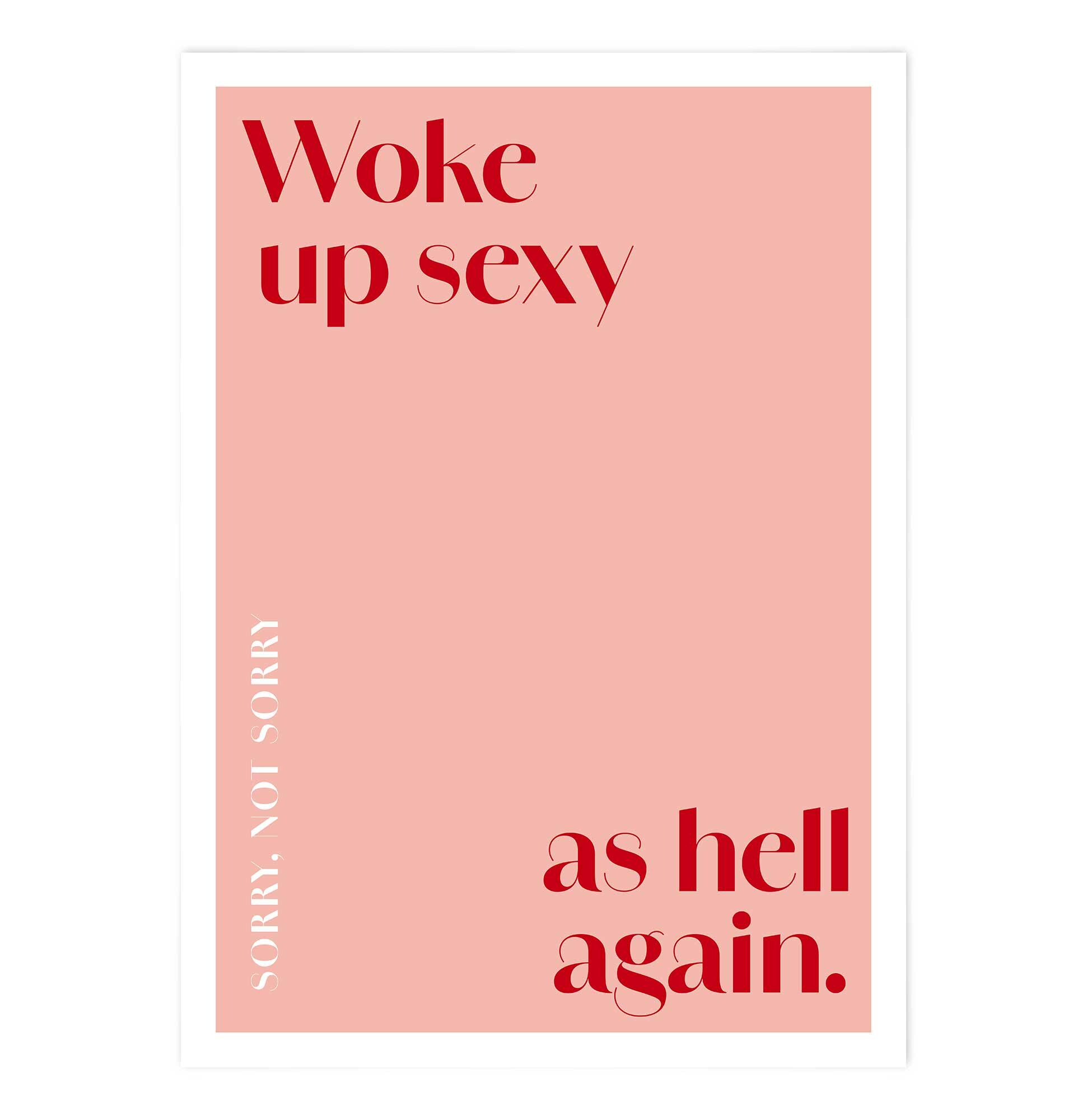 Poster Woke up Sexy as Hell Again Typography Aestethic Wall Art Trendy Retro Modern Design Quote ...