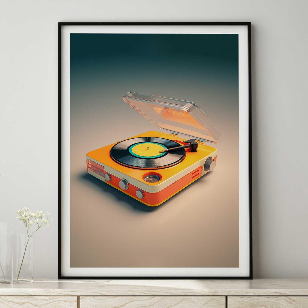 Poster Yellow Record Player Vinyl Music Aestethic Wall Art Trendy Retro ...