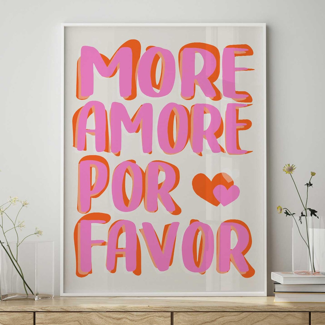 Poster More Amore Por Favor Print Typography Aestethic Wall Art Trendy ...