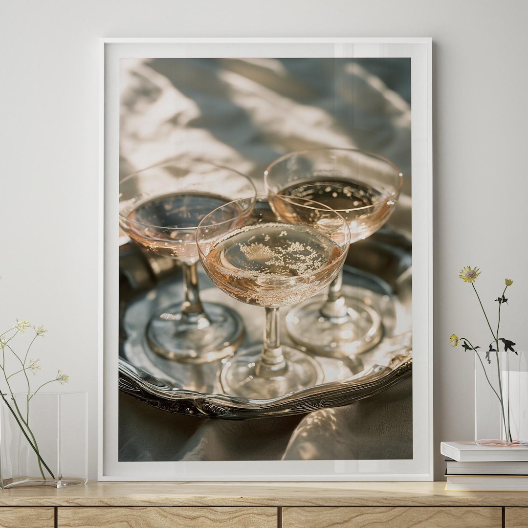 Poster Champagne Bubbles Cocktail Print Typography Aestethic Wall Art ...