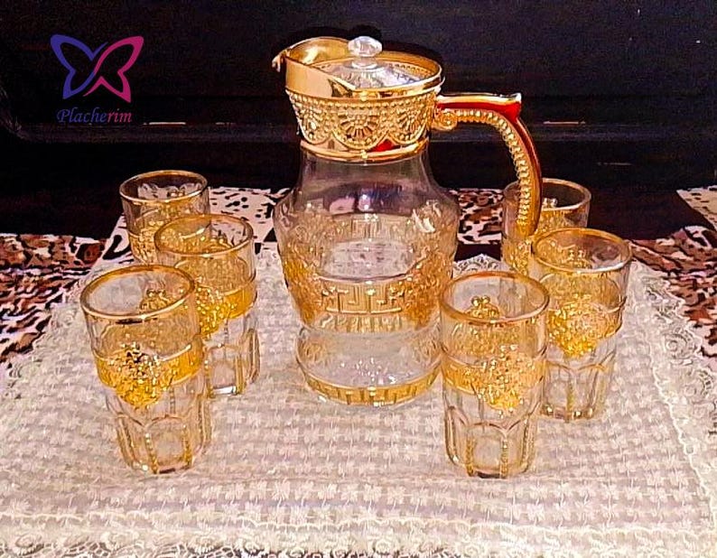 Gold Barware Set ,cocktail Glasses ,stylish Home Bar ,gold Trim ...