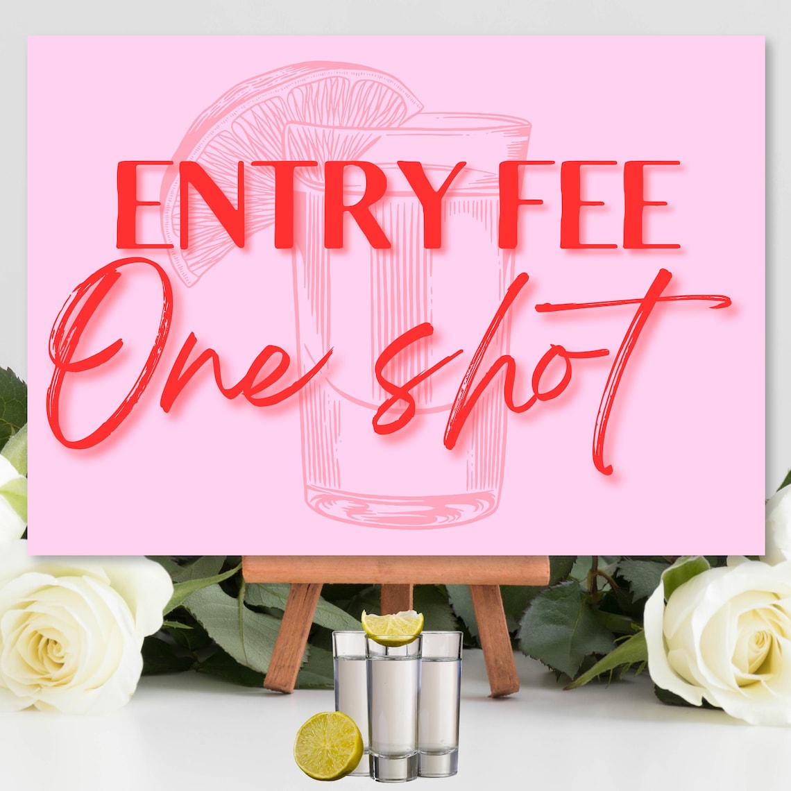 Entry Fee One Shot Printable Party Sign High Quality Instant Pdfs in ...