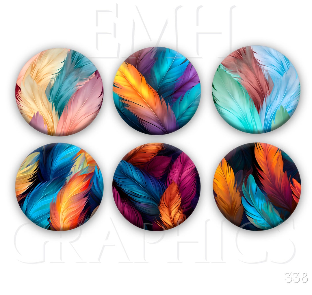 Feather Fridge Magnets, Colorful Refrigerator Magnets, Set of Six, 1.5 ...