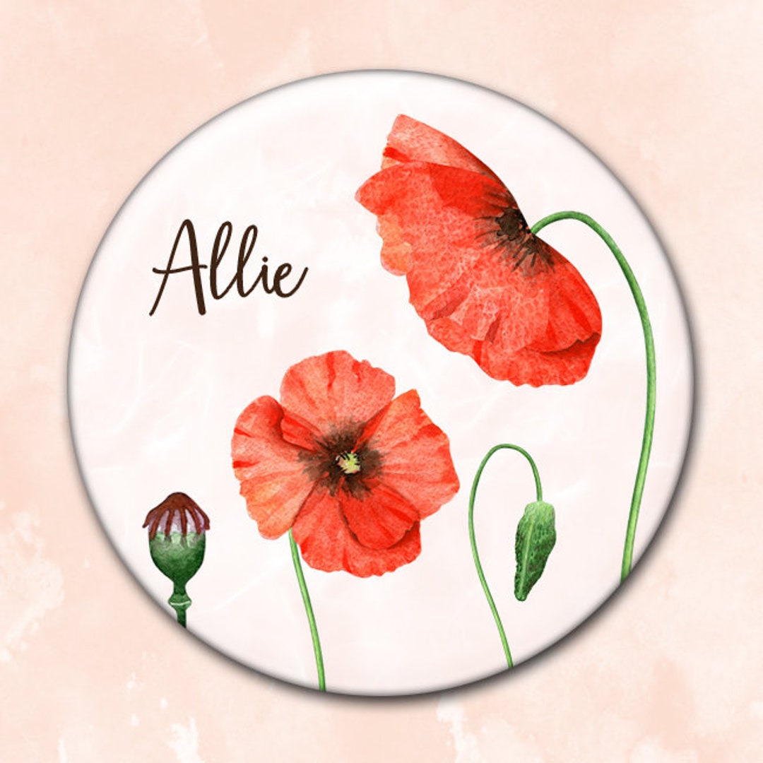 Personalized Poppy Flower Pocket Mirror, Bridesmaid Gift - Etsy