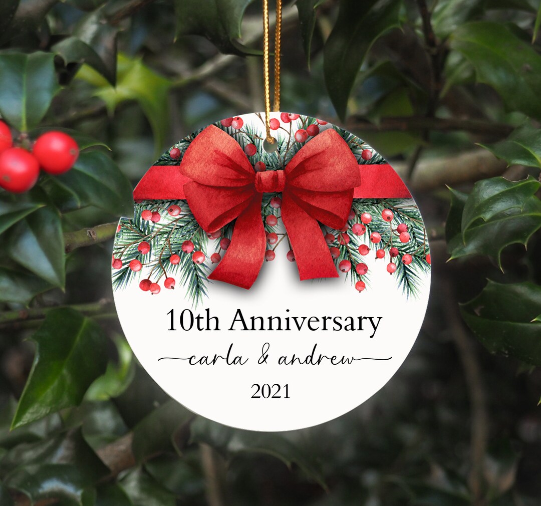 Christmas Ornament, Anniversary Gift, Custom Gift, Personalized, 10th ...