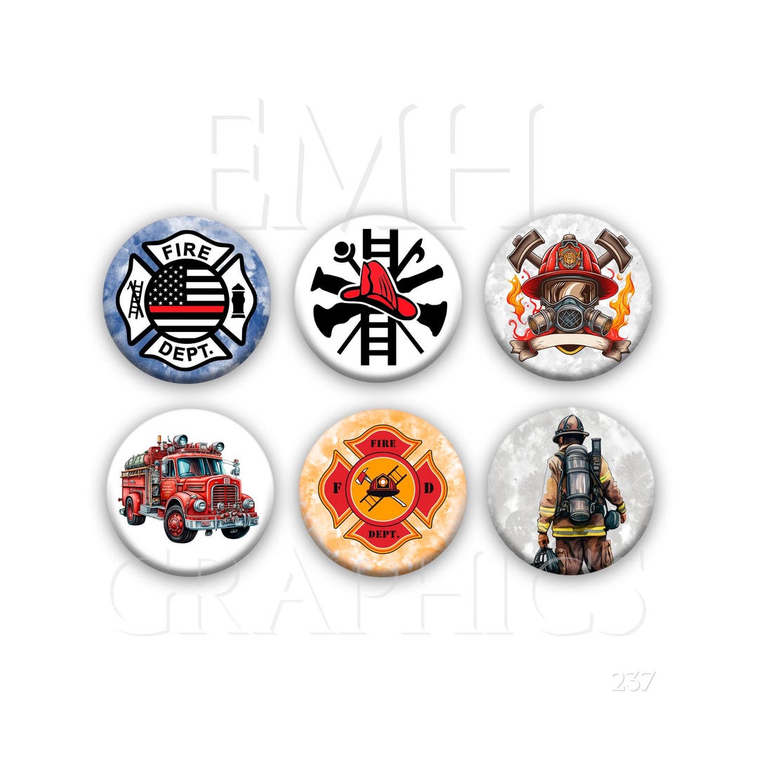 Firefighter Magnets, Gift for Fireman, Fridge Magnets, 1.5 Inches, Set ...
