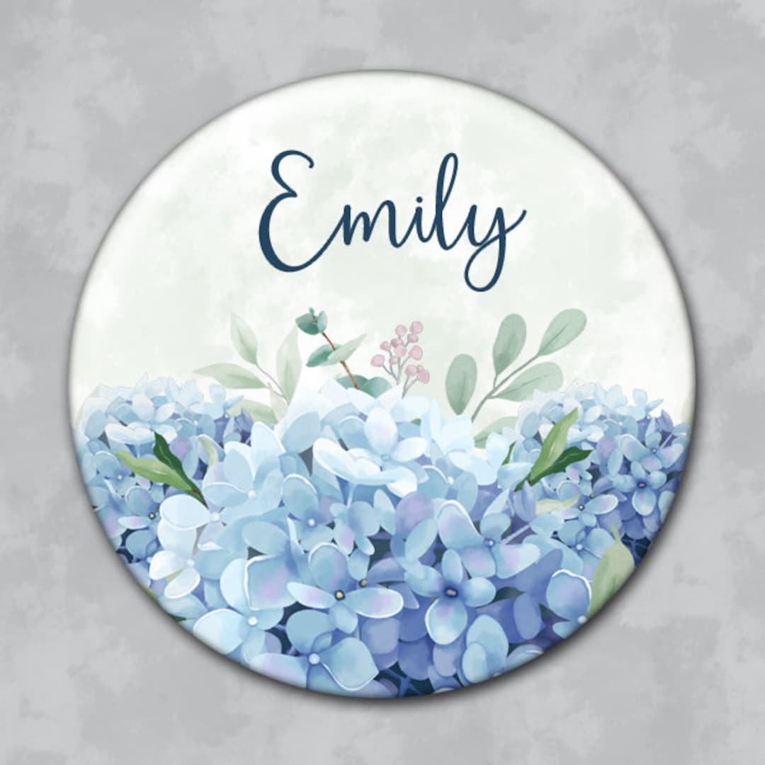 Hydrangea Pocket Mirror, Personalized Gift for Her, Custom Bridesmaid ...