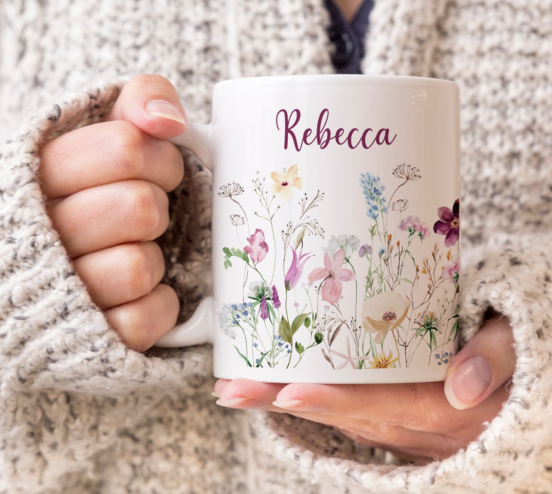 Wildflowers, Personalized Coffee Mug, Gift for Her, Pretty Flowers ...