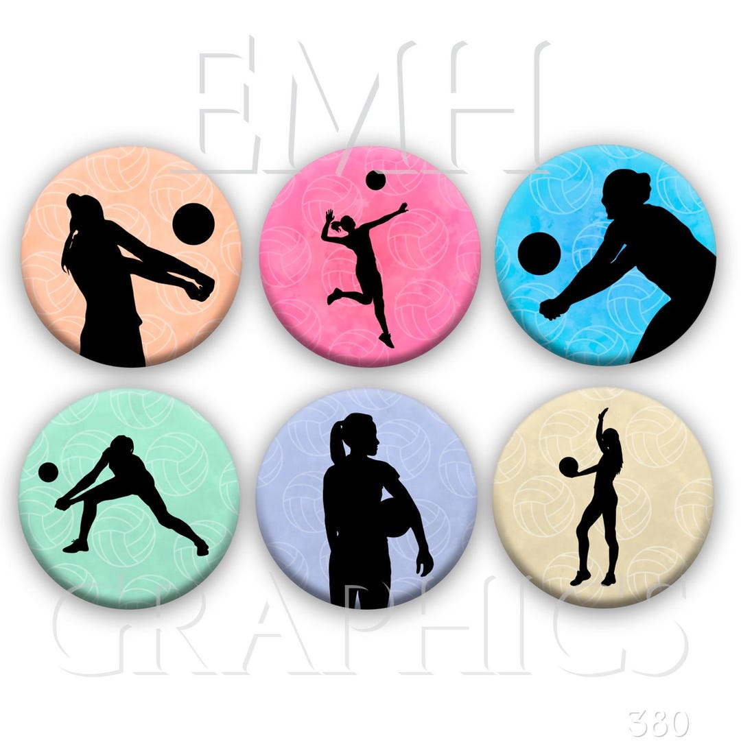 Volleyball Fridge Magnets, Girl's Sports Team, 1.5 Inches, Set of Six ...