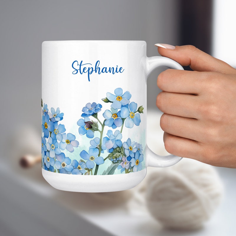 Blue Flower Mug - Etsy