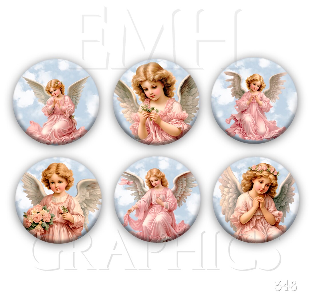 Angel Magnets, Pretty Angels, 1.5", Set of Six Fridge Magnets ...