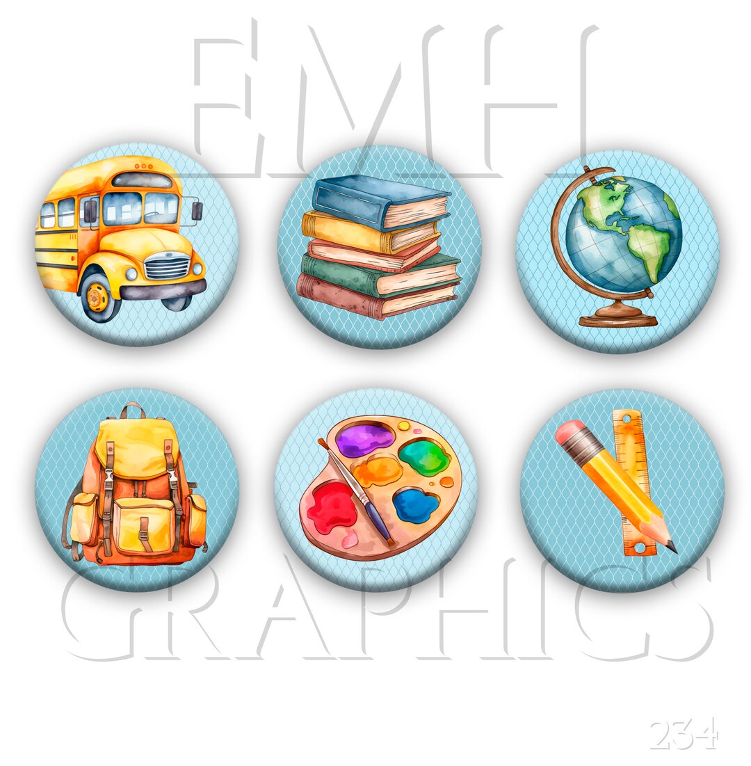 School Themed Fridge Magnets, Teacher Gift, 1.5" Set of Six, Whiteboard ...
