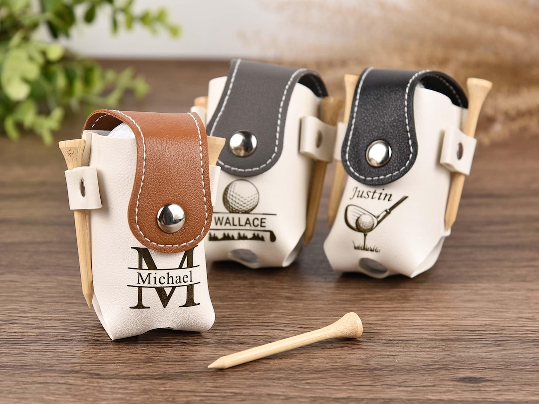 Golf Ball Bag Personalized, Leather Golf Pouch, Custom Golf Ball and ...