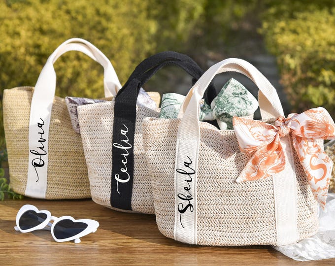 Beach Bags Personalized, Burlap Tote Bag, Custom Straw Bags, Bridal ...