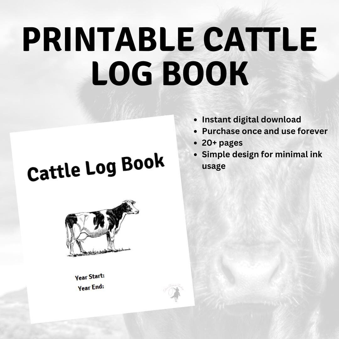 Printable Cattle Log Book Cattle Management Log Printable Cattle Log ...